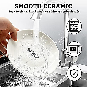 BNOSDM 3 Pcs Ceramic Cat Bowl Shallow Kitten Dishes with Anti-Slip Mat Whisker Fatigue Free Pet Plates for Indoor Small Cat Puppy