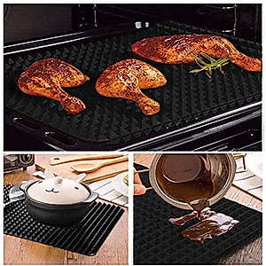 Ohequbao Non-Stick Silicone Baking, Pyramid Healthy Cooking Oven Mat Fat-red, Black-2 Pack