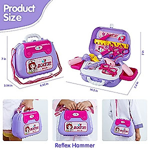 GINMIC Kids Doctor Play Kit, 22 Pieces Pretend Play Doctor Set with Role Play Doctor Costume and Carry Case for Toddlers and Kids, Medical Dr Kit Toys for Girl Age 3 4 5 6 7 Year Old