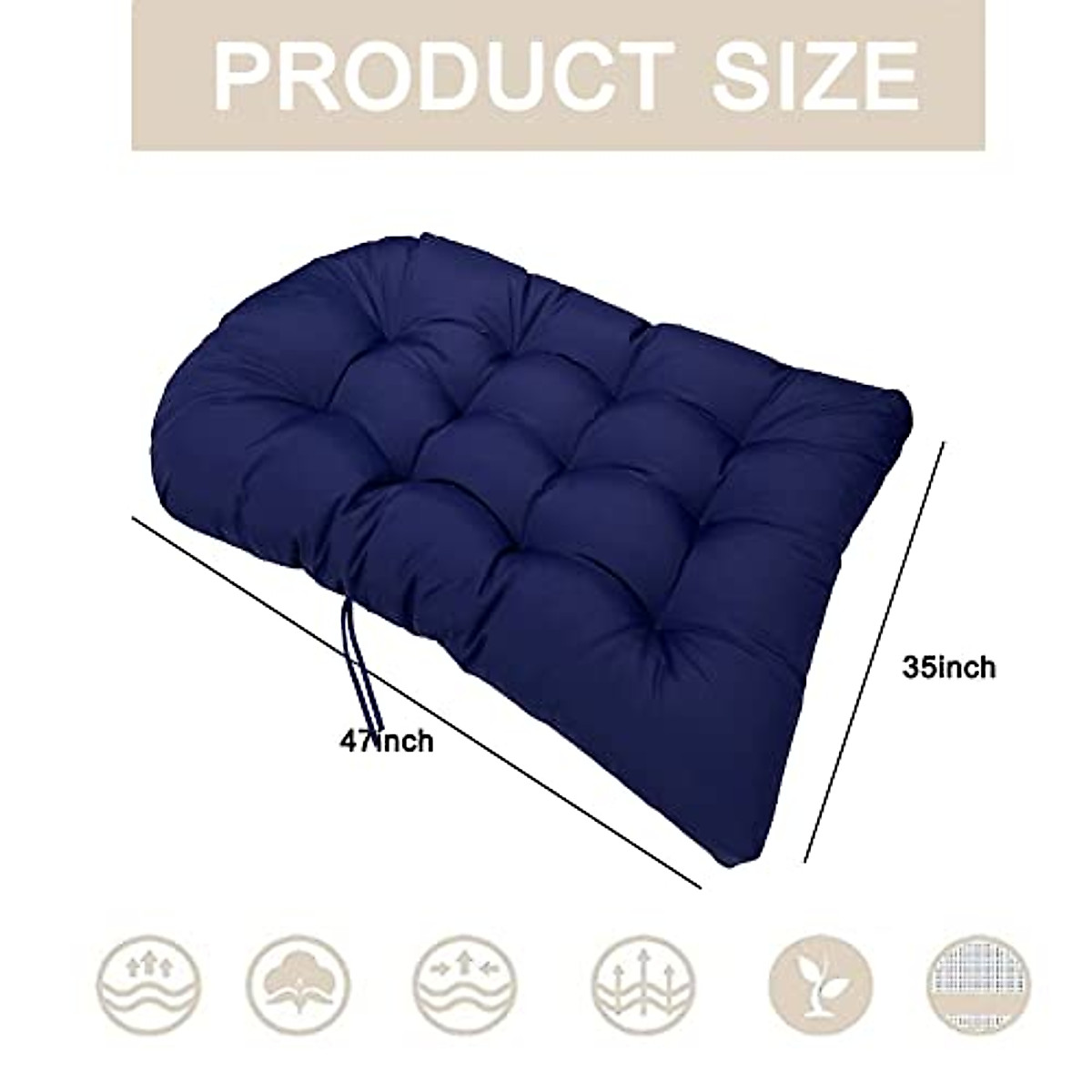 Hanging Basket Hanging Egg Chair Cushions,Indoor/Outdoor Swing Chair Cushion,Waterproof Soft Comfy Hammock Chair Seat Pads Back Cushion,Basket Chair Cushion for Patio Garden (Navy Blue)