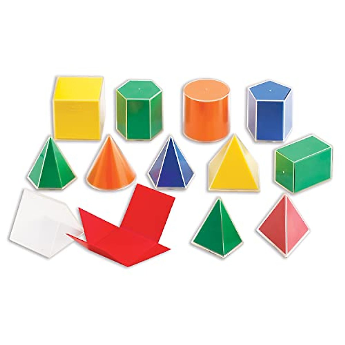 edxeducation 2D3D Geometric Solids - Set of 12 Multicolored Shapes - Includes 2D Nets and Activity Guide - Early Math Manipulative and Geometry for Kids