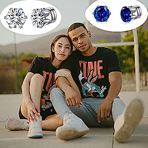 Spiritlele 12 Pairs Colors Cubic Zirconia Magnetic Earrings Clip on Non Piercing Earrings Set Unisex (Six Prong Cytal)