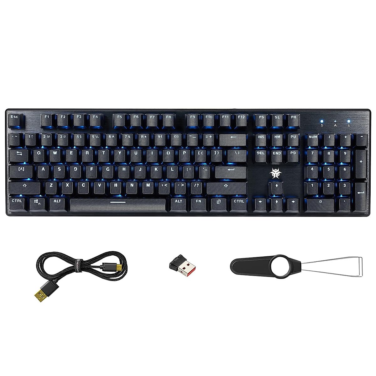 Hexgears G5 2.4G Wireless Mechanical Keyboard 104 Key, Wireless and Type-C Wired Connection, Full-Size, Blue Backlit, Windows and Mac OS Compatible Black Keyboard Kailh Box White Switches