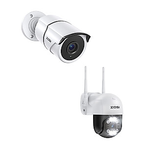 ZOSI 2MP 1080P HD-TVI CCTV Home Security Camera with Audio, Built-in Mic, 120ft IR Night Vision, C289 1080P WiFi Pan/Tilt Outdoor Security Camera, Color Night Vision,2-Way Audio