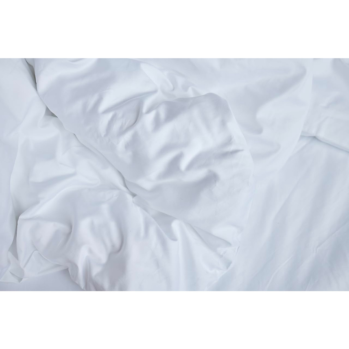 WAADI Queen Duvet Cover Set 4pcs- 100% Cotton Duvet Cover Set Includes: Duvet Cover, Fitted Sheet (Deep Pockets, fits 18in Mattress) & 2 Pillowcases (White, Queen)