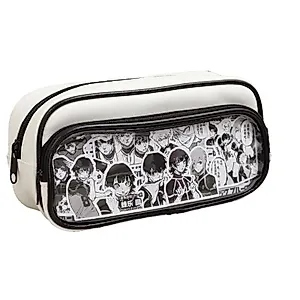Abubbi ITA Pencil Pouch Large Capacity Pen Case with Transparent Window Black and White (Black and White)