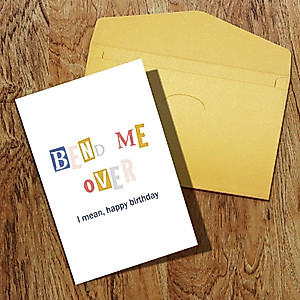 Qiliji Naughty Birthday Card for Husband Boyfriend, Funny Birthday Card for Him Her, Happy Birthday Card for Wife Girlfriend, Bend Me Over Card