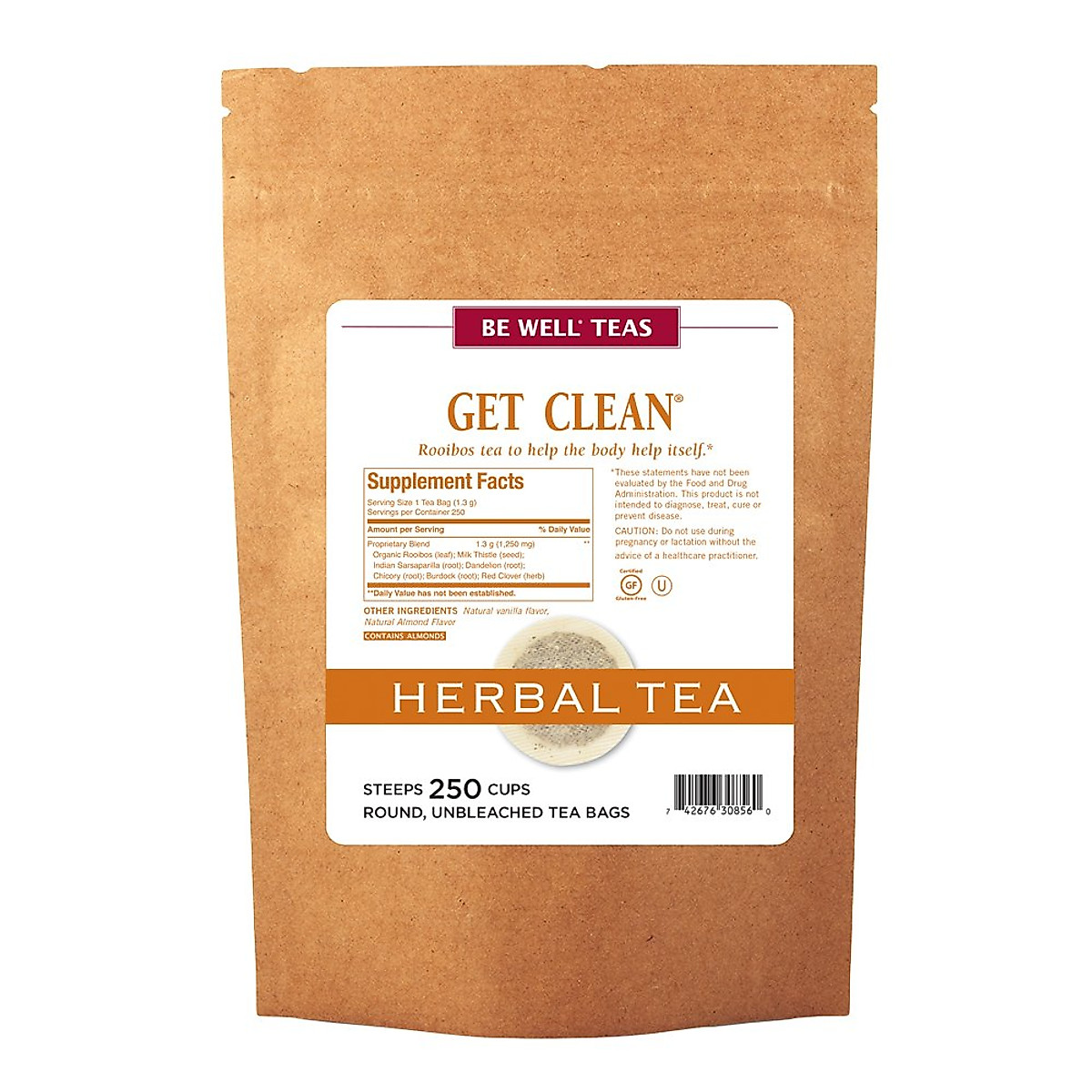 The Republic of Tea Be Well Teas No. 7, Get Clean Herbal Tea, Refill Pack of 250 Tea Bags