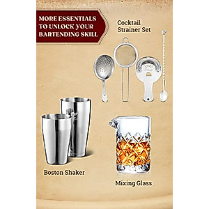 KITESSENSU Cocktail Strainer Set, 4 Pcs 18/8 Stainless Steel Bar Tools with Stirring Spoon- Hawthorne Strainer, Julep Strainer, Fine Mesh Strainer