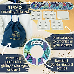 Baby Closet Dividers 14 Pcs | Baby Size Closet Dividers - 100 Stickers | Baby Closet Size Dividers - Velvet Bag | Unisex Baby Clothes Dividers for Closet Dividers for Baby Clothes Organizer Nursery