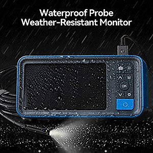 50FT Endoscope Borescope, Teslong Dual Lens Sewer Inspection Camera with 4.5'' Screen, Waterproof Snake Cable, LED Lights, 1080P Fiber Optic Scope Camera for Home Wall Duct Drain Pipe Plumbing