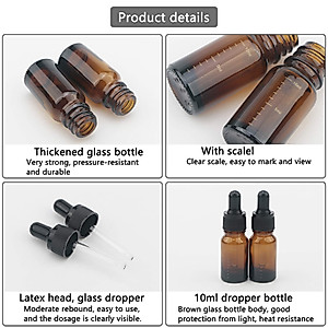 Kesell 10ml Glass Dropper Bottle, 8 Pack Amber Graduated Glass Bottles with Glass Droppers and Black Cap for Essential Oils, Perfumes
