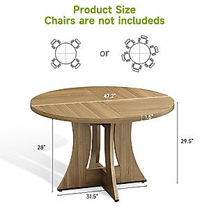 ONBRILL Round Dining Table for 4-6 Person, 47.24 Inch Kitchen Table Modern American Style, Wooden Dinner Room Table for Home Dining Room Kitchen Living Room, Light Brown (Only Table)