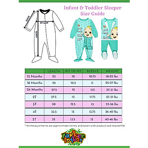 CoComelon JJ Little Star Toddler Infant Footed Blanket Sleeper Pajamas (24M, Teal)