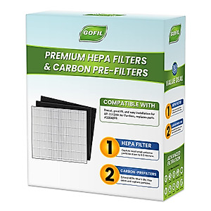 GOFIL Replacement Filter Pack Includes 1 HEPA & 2 Carbon Pre-filters Compatible with Air Purifier Model AP-1512HH, Replacement Parts # Filter 3304899
