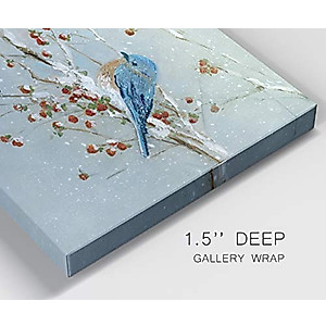 Renditions Gallery Canvas Nature Wall Art Home Paintings & Prints Peaceful Winter Bluebird Modern Romantic Wall Hanging Abstract Artwork Decorations for Bedroom Office Kitchen - 12"x18" LT20