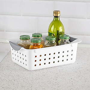 Sterilite 16228012 Small Ultra Basket, White Basket w/ Titanium Inserts, 12-Pack