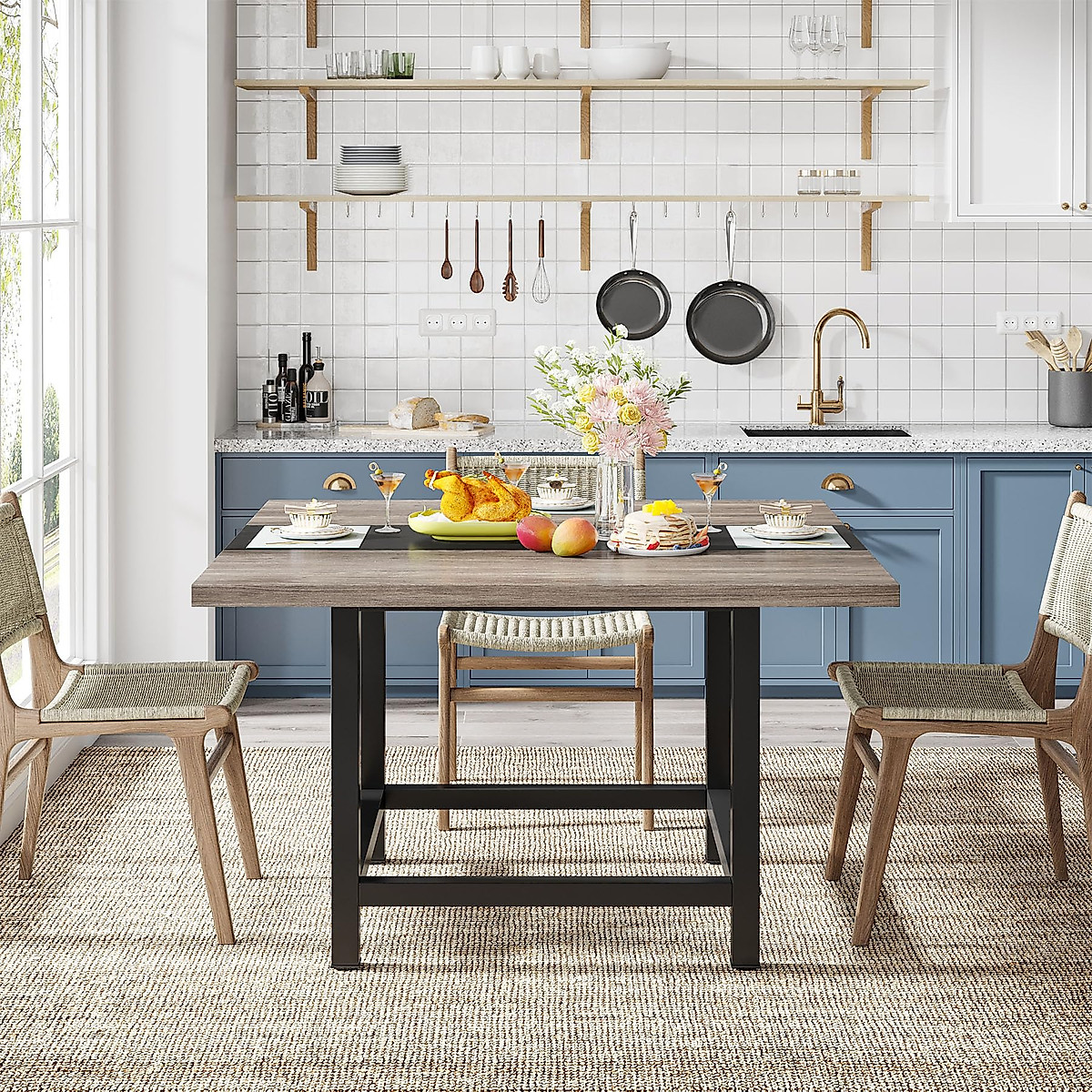 Tribesigns Square Dining Table for 4 People, Farmhouse 39.4"x 39.4"x29.5 “ inches Wooden Kitchen Table, Farmhouse 2 Person Dinning Table for Dinning Room &Small Space