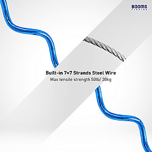 Booms Fishing T02 Fishing Pole Tether, Kayak Paddle Leash, Heavy Duty Fishing Lanyard for Fishing Tools/Rods/Paddles, Blue 2pcs and RB1 Rod Tie Belts Pole Straps 4pcs 4.5"