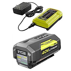 Ryobi 40V Battery and Charger Kit 4.0 Ah Lithium-Ion Battery Set OEM OP4040 + OP404 (Renewed)
