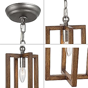 LOG BARN Farmhouse Pendant Lighting for Kitchen Island, Wood Rustic Pendant Light for Dining Room, Foyer, 6.5" W