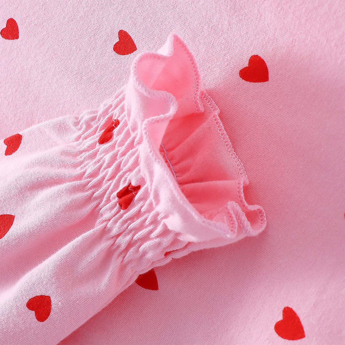 SOFEON Valentine's Day Outfit Toddler Baby Girl Long Sleeve Tunic Dress Top Heart Print Pants Headband Clothes Set (Pink-2, 12-18Months)