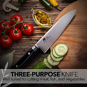JCK ORIGINAL Kagayaki Japanese Chef’s Knife, KG-3ES Professional Santoku Knife, VG-1 High Carbon Japanese Stainless Steel Pro Kitchen Knife with Ergonomic Pakka Wood Handle, 7 inch