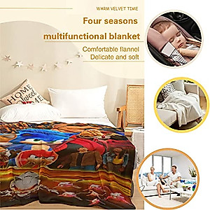 Cartoon Hedgehog Throw Blanket Ultra Soft Flannel Fleece Blanket Livingroom Sofa Blanket Lightweight Plush for Kids Adults 60"x50"