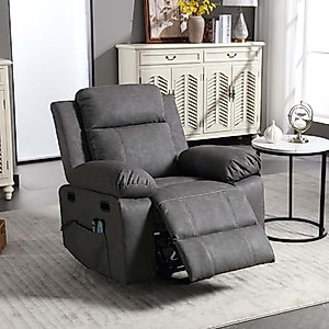 JEEOHEY Recliner Chair, Electric Power Lift Chair,Upholstered PU Leather Massage Chair Recliner Sofa with Heated,Adjustable Modern Reclining Chair for Elderly Adults(Grey)