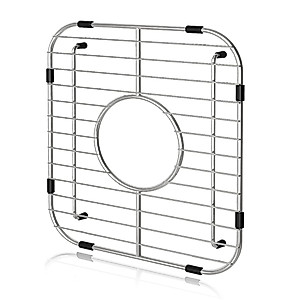 Orgneas Sink Protectors for Kitchen Sink, Single Bowl Sink Bottom Grid 12.5"x10.5"x1.25", 304 Premium Stainless Steel Grid Insert Sink Grate Drying Rack Centered Drain, 1 Pack