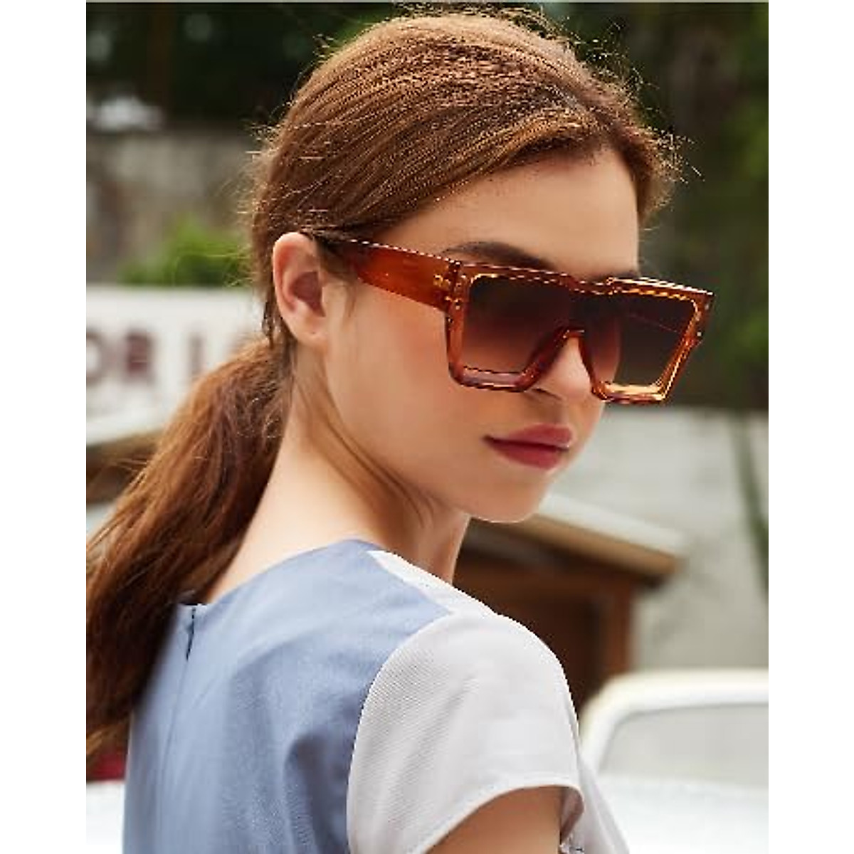 KENBO Oversized Sunglasses for Women Men Trendy Square Sun Glasses One Piece Lens Big Sunglasses
