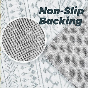 Sivilife 2X6 Kitchen Rugs Non Slip Runner Rugs with Rubber Backing, Grey Hallway Runner Moroccan Washable Rug Runner, Farmhouse Throw Rugs, Boho Carpet Runner for Bedroom Entryway Indoor Laundry