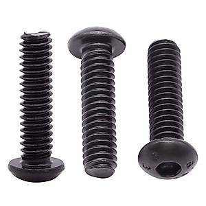 M6-1.0 x 25mm Button Head Socket Head Cap Screws, Grade 10.9 Alloy Steel, Allen Hex Drive, Full Machine Thread, Black Oxide Finish, 25 PCS