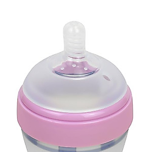 Soft Silicone Baby Feeding Bottle | Anti-Colic, Slow-Flow Nipples, Balanced Base, Natural Shape for Natural Latching and Holding, Easy to Clean, 2-Pack (6 oz, Pink)