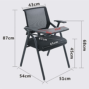 MEHWSUR Classroom Chair with Desk Attached,Folding Mesh Office Chairs with Lumbar Support,Tablet Arm Chair with Right Handed Flip-Up Tablet Arm,Mesh Guest Reception Stack Chairs (Color : Black)
