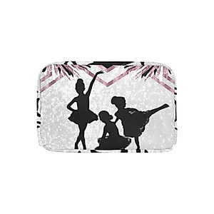 Cheerleader Dance Pink Girl Reusable Insulated Neoprene Lunch Tote Bag Cooler with 2 Pockets Custom Personalized Portable Lunchbox Handbag with Name for Gift