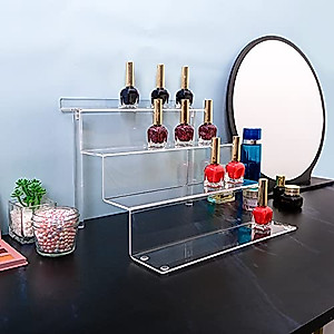 weddingwish Acrylic Display Riser Stand 4 Steps Clear Display Stand Shelf for Collectibles Amiibo Pops Figures, Cupcakes, Perfumes Display Or Collection - 2 Pack
