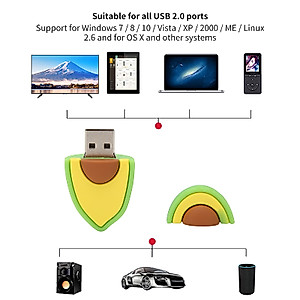 U Disk USB2.0 Cute,Cartoon Avocado Flash Drive Insect Pattern Gift Computer Memory Accessories for Computer Thumb Drive USB Jump Drive Data Storage Business Gift(16GB)
