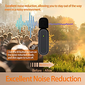 2 Pack Wireless Lavalier Microphone for iPhone iPad with 800mAh Charging Case, RockyMars Clip on Lapel Mic, Plug-Play, Noise Reduction, Portable Microphone for Video Recording/FaceTime/Online Live
