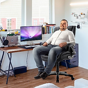 COLAMY Big and Tall Office Chair 400lbs, Large Heavy Duty High Back Executive Computer Office Desk Chair Flip-up Arms Wide Thick Seat for Home Office, Black