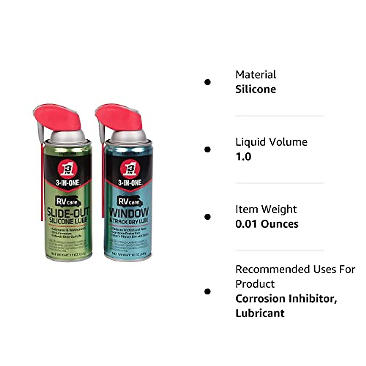 3-IN-ONE RVcare Slide Out Silicone, 11 oz. And RV Care Window & Track Dry Lube