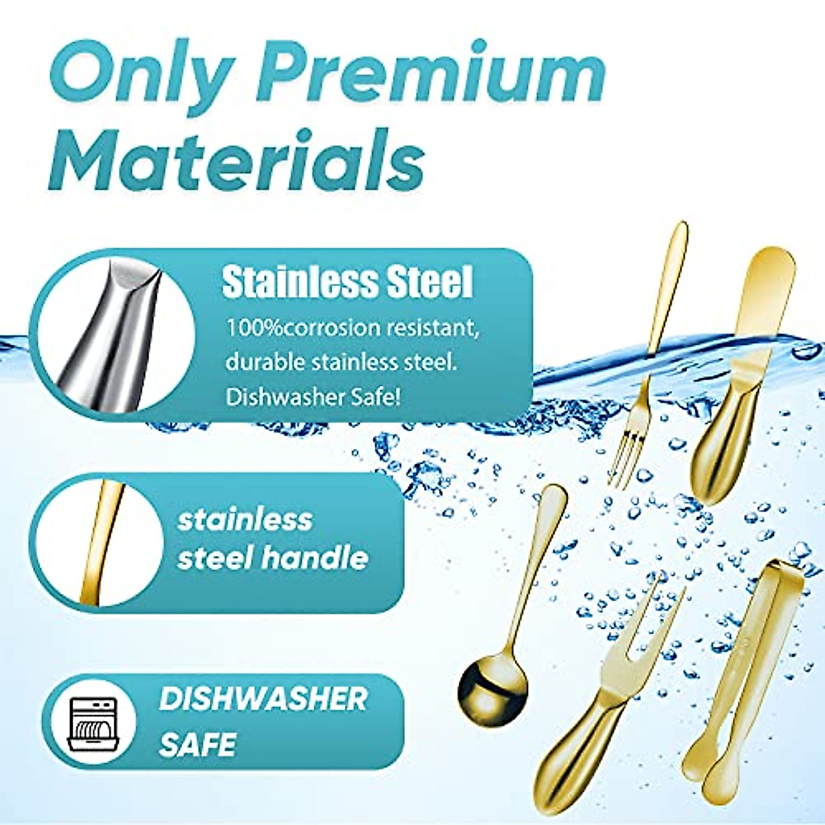 Patelai Spreader Knife Set Cheese Butter Spreader Knife Cheese Slicer Knife Stainless Steel Blade with Handles Mini Serving Tongs Spoons and Forks for Birthday Wedding Christmas (20, Golden)