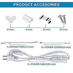 TOPTRONED (6-Pack) LED Shop Light, 4FT 75W 9000LM 5000K, Daylight White, U Shape, Clear Cover, Hight Output, Linkable Shop Lights, T8 LED Tube Lights, LED Shop Lights for Garage 4 Foot with Plug