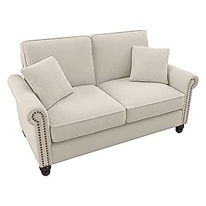 Bush Furniture Coventry Loveseat, 61W, Cream Herringbone Fabric