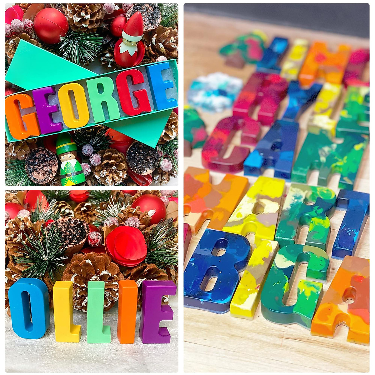 Wocuz 26 Cavities Crayon Letter Silicone Mold Larger Alphabet Baking Silicone Mold 13.2x 8.9x1.3 Inch Abc Kitchen Utensils Cake Pan Candy Making Supplies For Biscuit Ice Cube Chocolate Resin Concrete