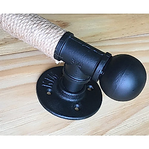 LSXIAO-Wall Art 2 Pack Door Pull Handle, Retro Ball Pipe Carbon Steel Hemp Rope Weave with Self-Tapping Screws for Sliding Wood Door, Gate Shed, Garage, Barn Door, Gate Garage Shed Hardware