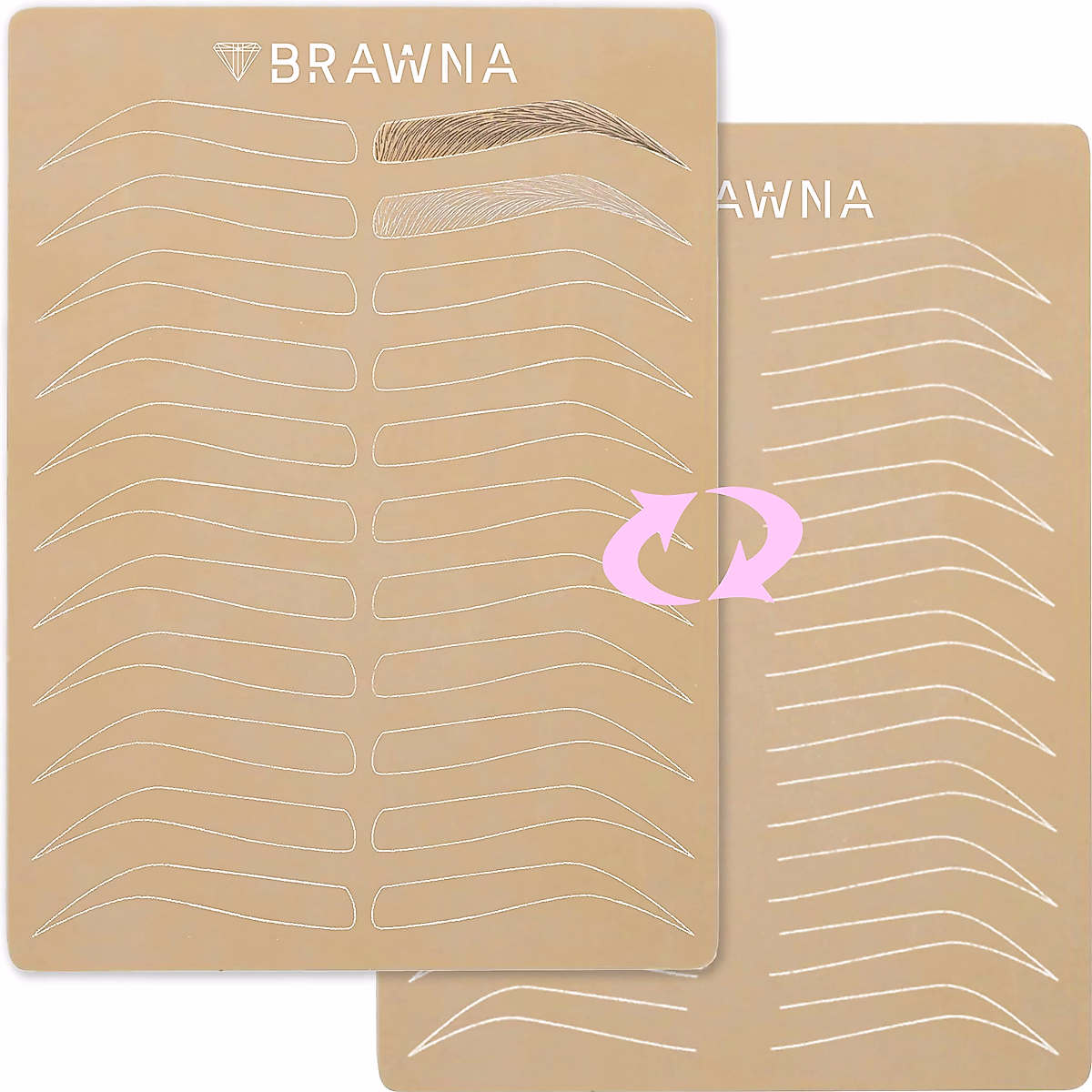 BRAWNA 6 Pack PMU Practice Skin for Microblading and Microshading Eyebrows - Inkless - Double-Sided - PMU Supplies
