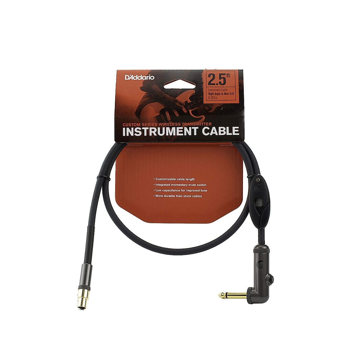D'Addario Accessories Wireless Transmitter Instrument Cables - Right Angle Plug (PW-WGRA-02)