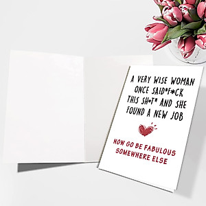 Ziwenhu Greeting Card, Funny Coworker Leaving, Congratulations Farewell Gifts for Women, Premium Quality, Blank Inside, 8 x 5.3 inches, Red Envelope