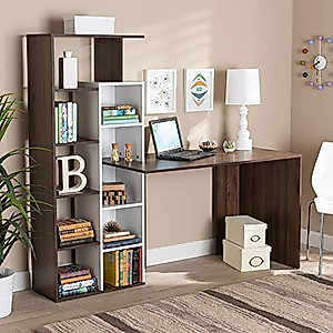 Baxton Studio Rowan Desks, White/Walnut Brown